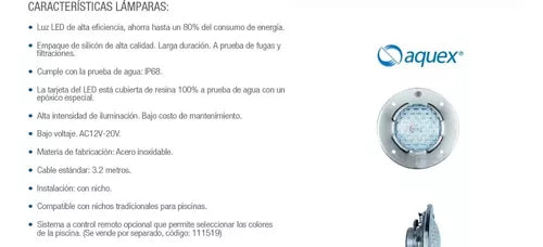 Lámpara Spa/Jacuzzi Led Colores 12w 12v – Aqua Productos