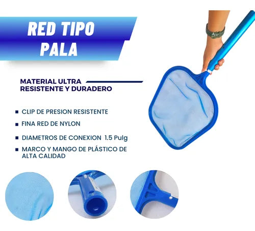 Maneral Telescópico 4 Mts + Red Tipo Pala Para Alberca – Aqua Productos